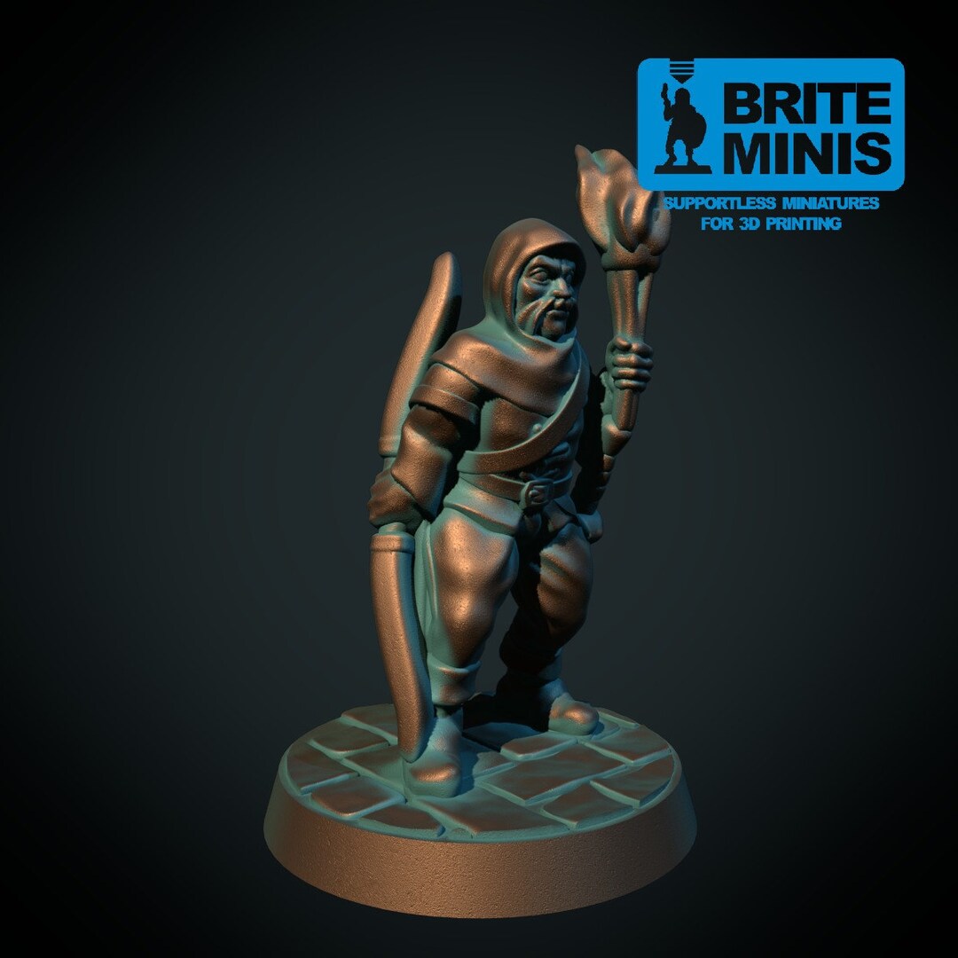 Hireling 4 With Torch and Bow, 28mm Dungeons and Dragons or Your ...