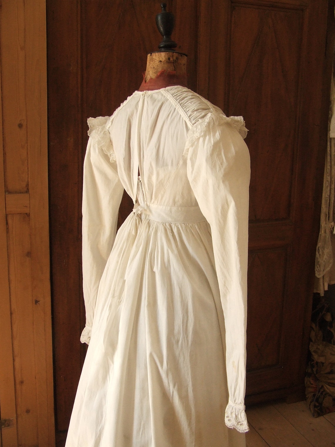 Georgian, Regency Fine White Cotton Batiste Dress With Delicate Amazing ...
