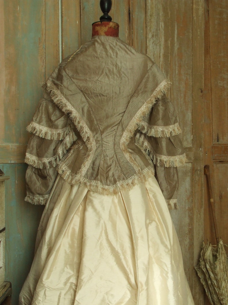 1850's Bodice With Silk Fringes and Silk Velvet Ribbons. - Etsy