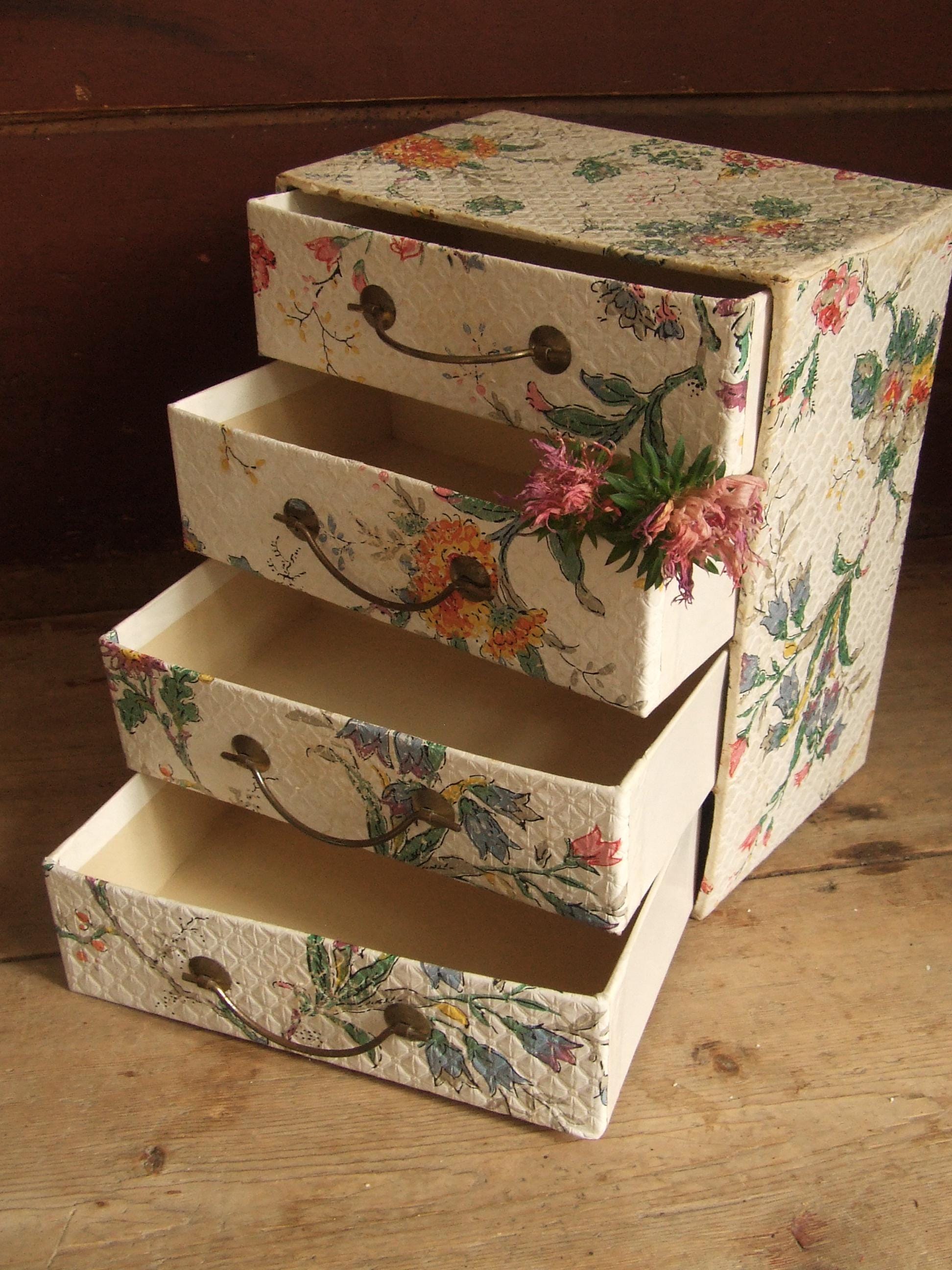 Vintage or Antique Paper Covered Miniature Chest of Drawers. - Etsy