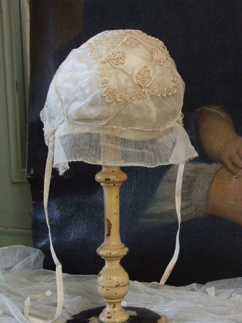 Edwardian Child's Lace Silk Lined Bonnet, Victorian. With Silk Soutache ...