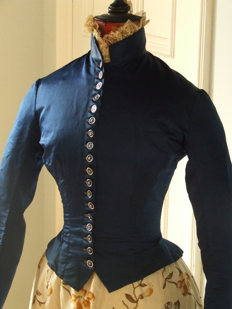 Antique Victorian Luminous Silk Jacket or Bodice in a Deep Royal Blue ...
