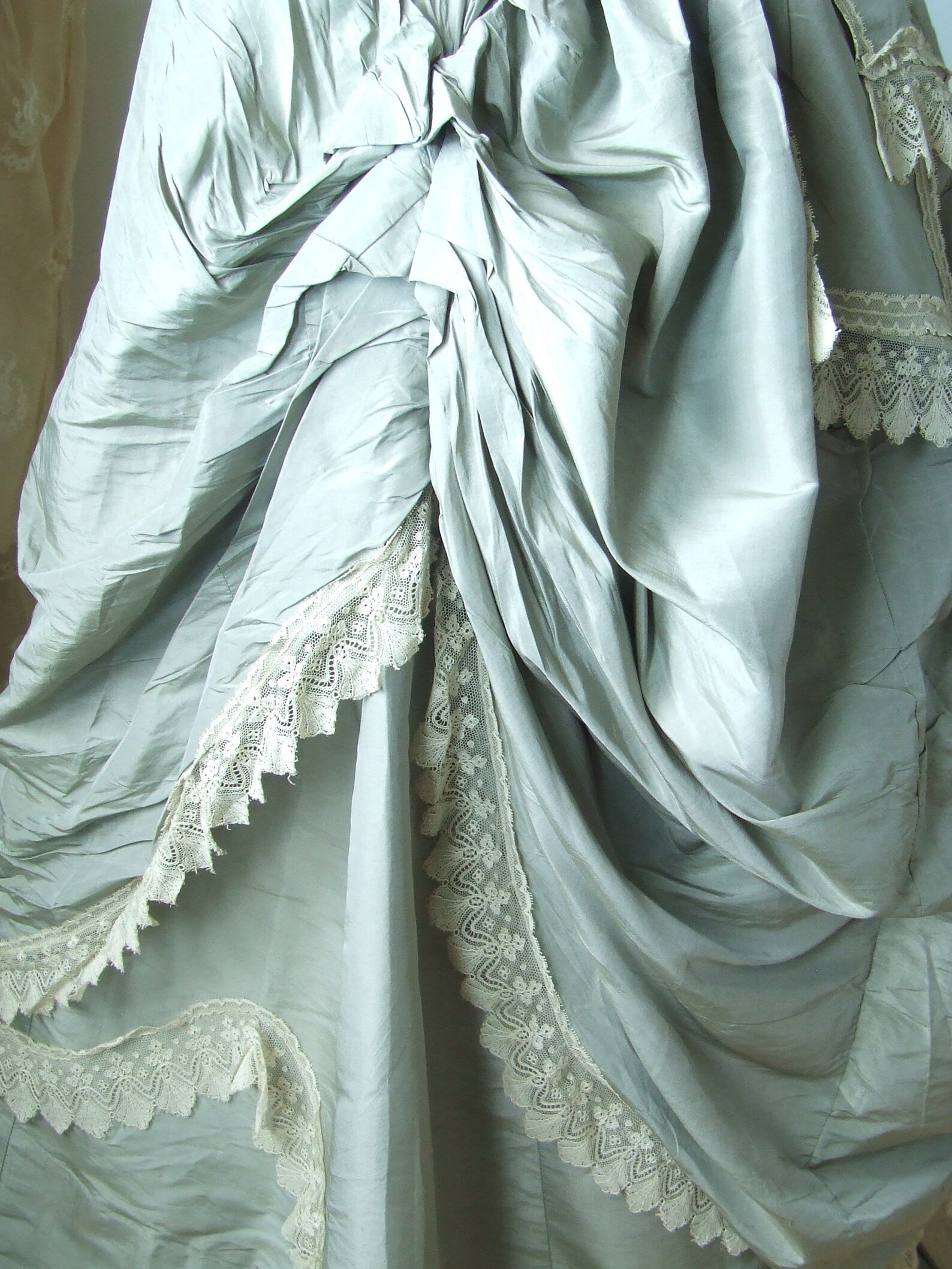 Antique Silk and Lace Evening Gown, Ball Gown, 3 Piece Bustle Dress ...