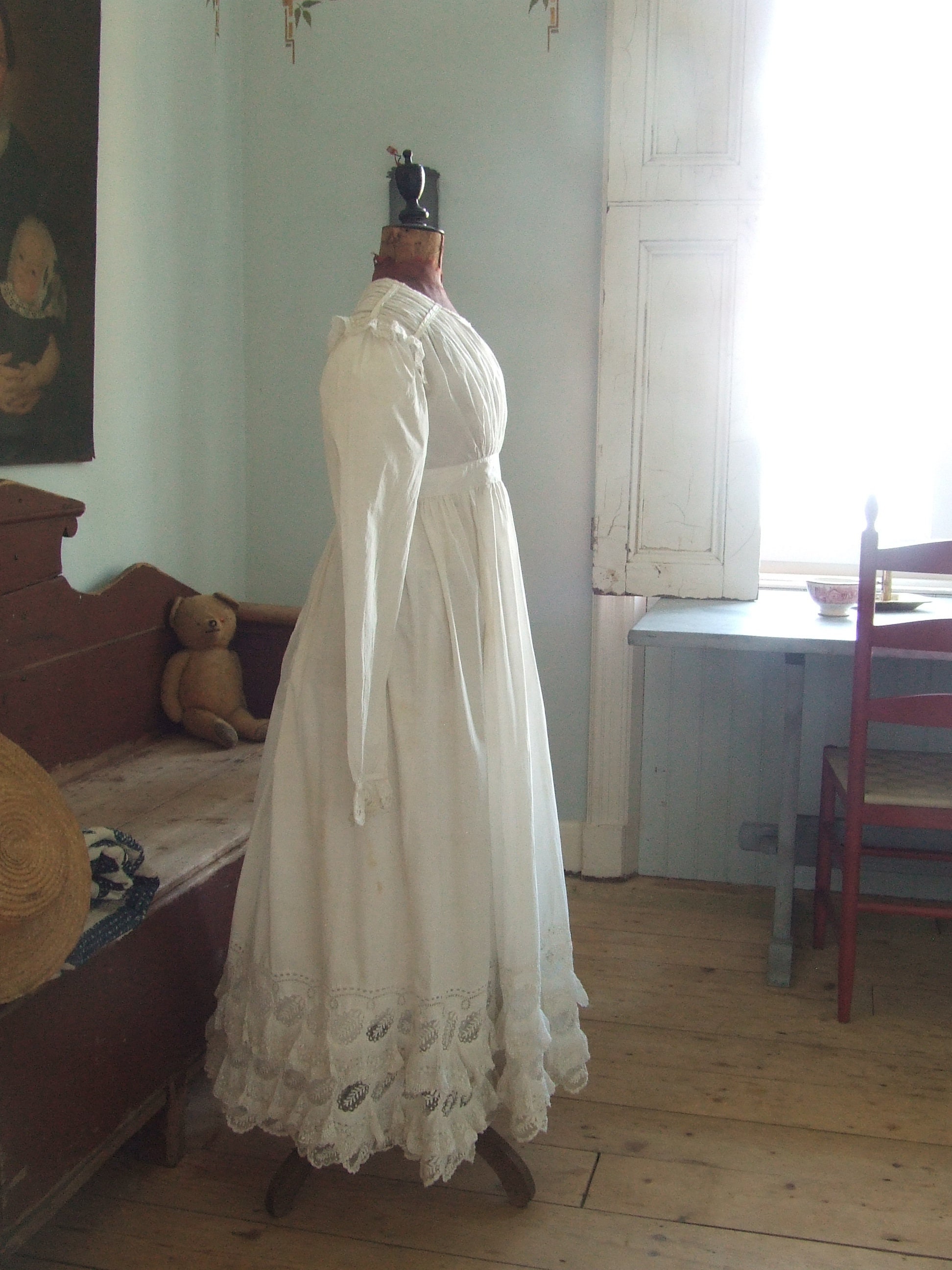 Georgian, Regency Fine White Cotton Batiste Dress With Delicate Amazing ...
