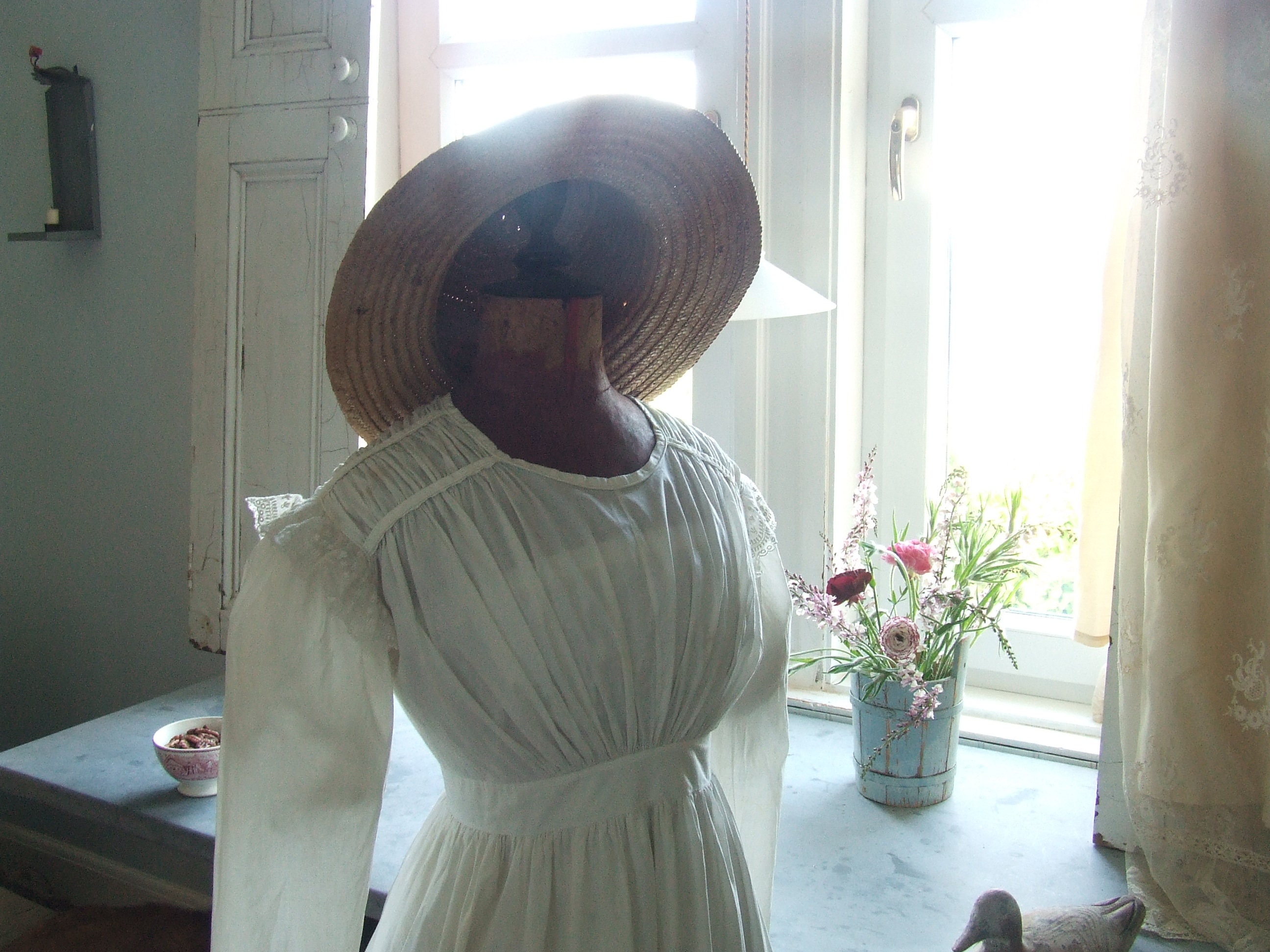 Georgian, Regency Fine White Cotton Batiste Dress With Delicate Amazing ...
