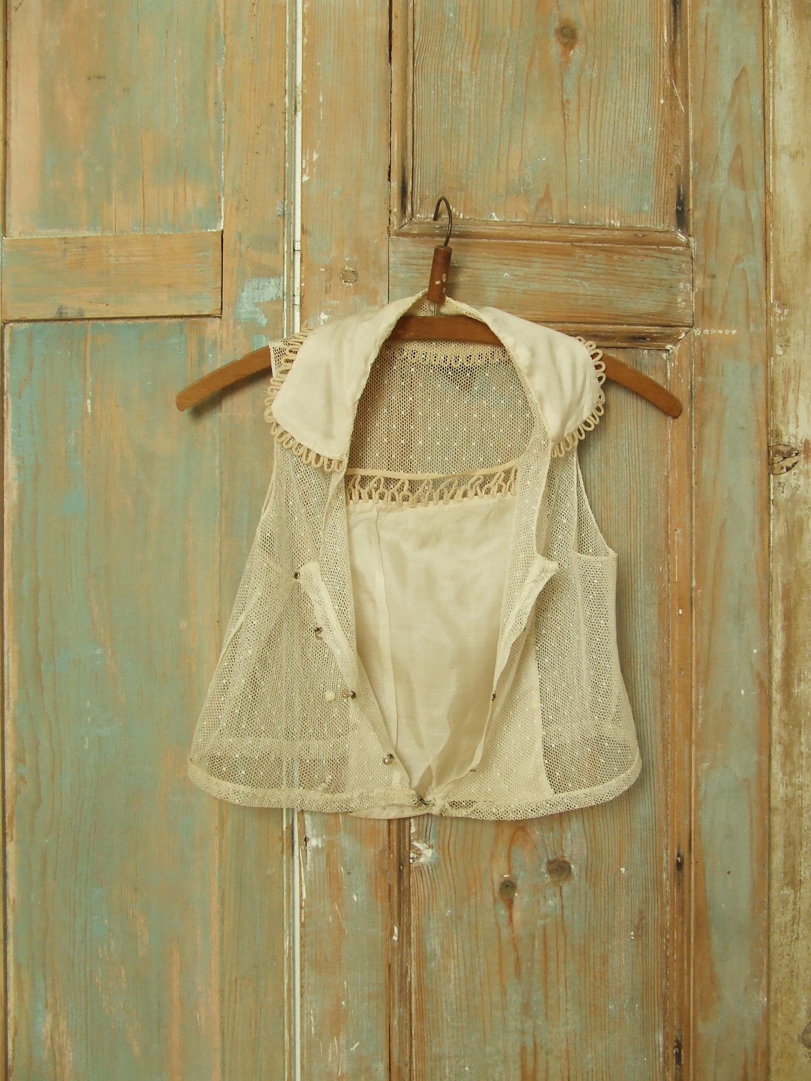 Antique Edwardian Dotted Lace and Silk Sleeveless Blouse, Dickey With ...