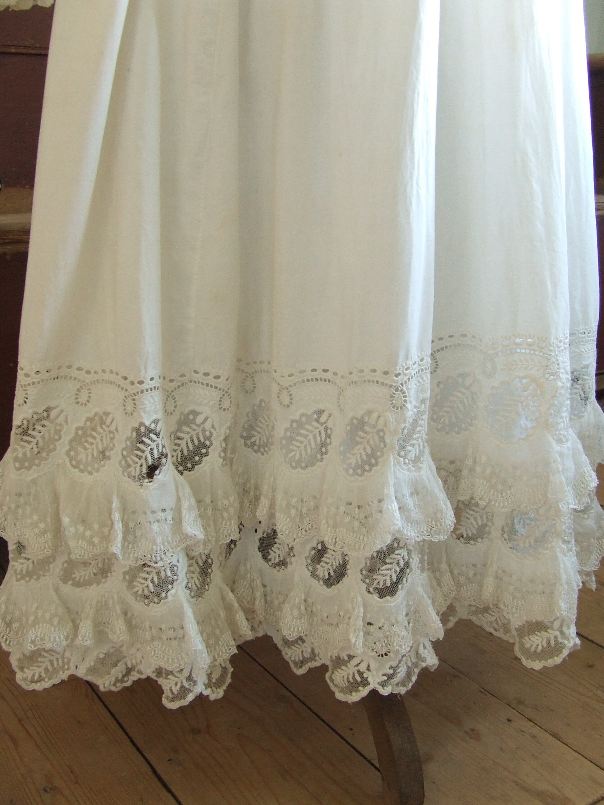 Georgian, Regency Fine White Cotton Batiste Dress With Delicate Amazing ...