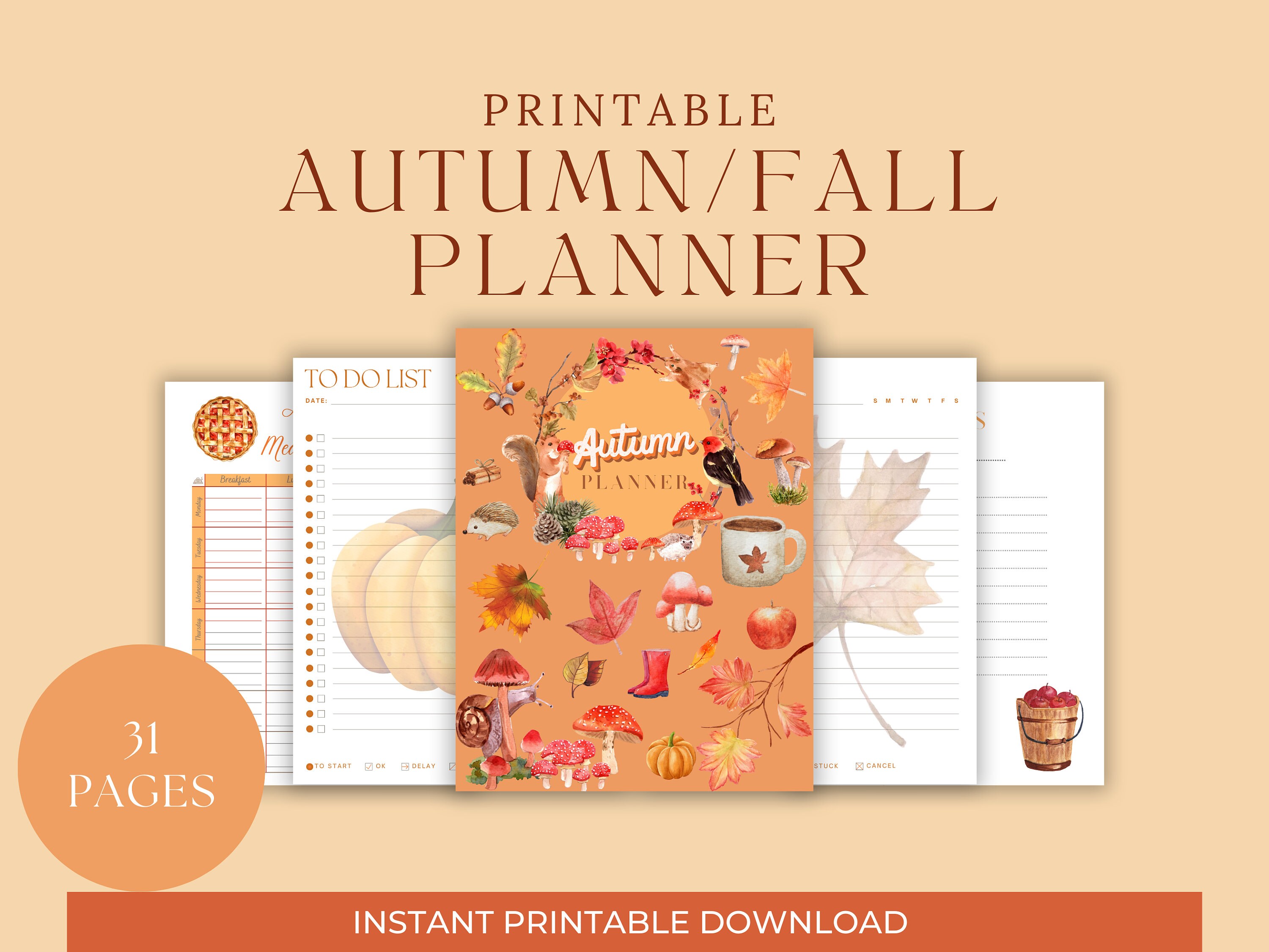 Fall Autumn Printable Planner Printable Fall Planner Fall Printables ...