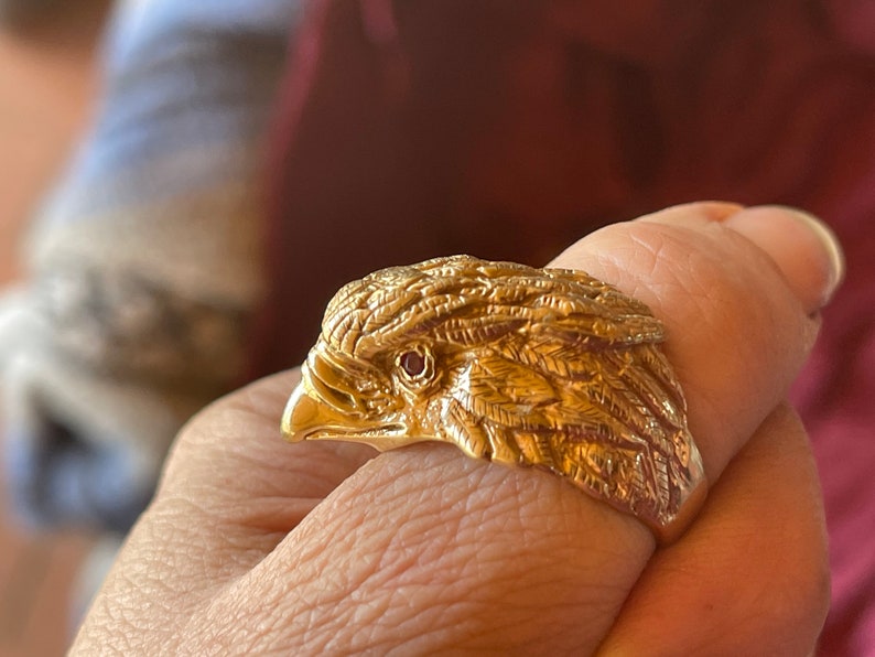 Vintage 14k Gold Eagle Head Men’s Ring - Etsy