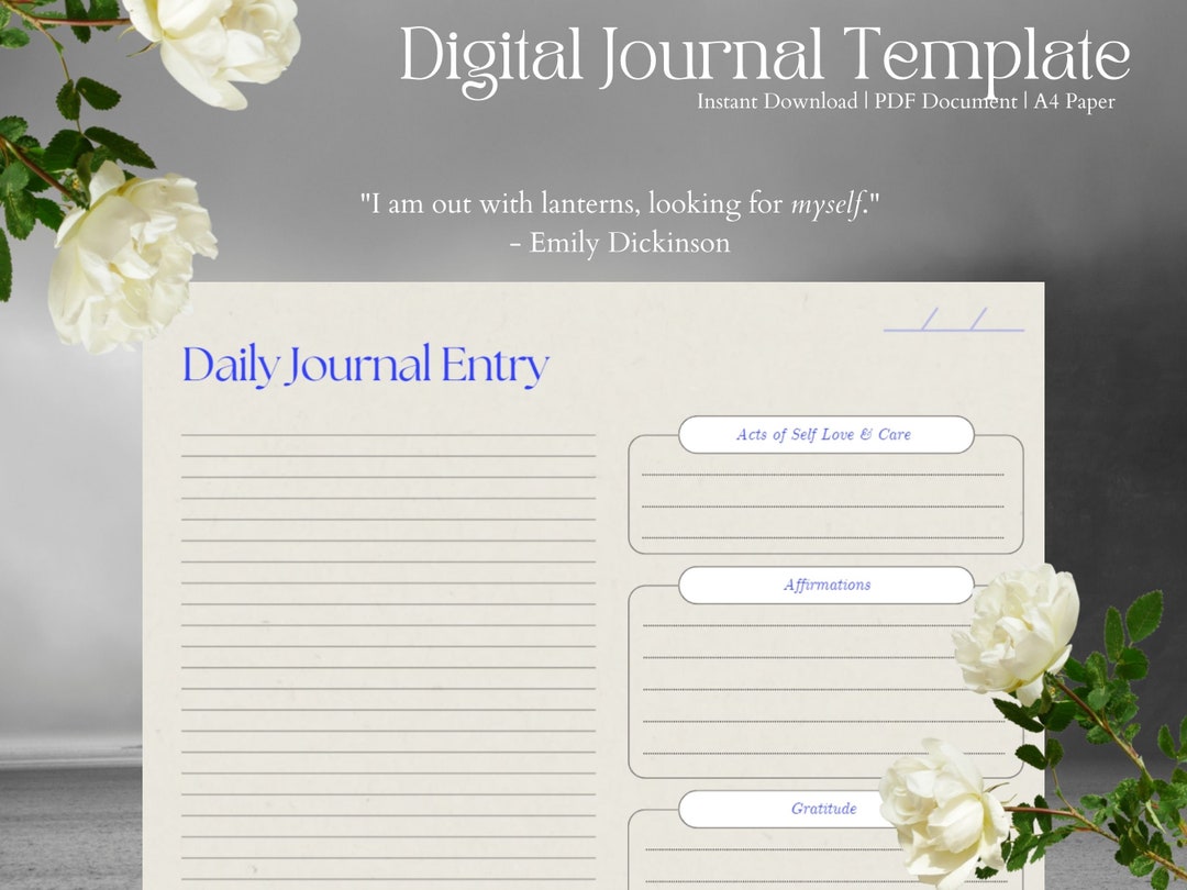 Digital Journaling - Daily Entry Template - Etsy