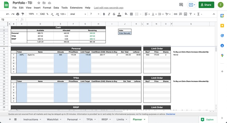 Stock Tracker | Portfolio + Watchlist + MORE | Google Sheets Template ...