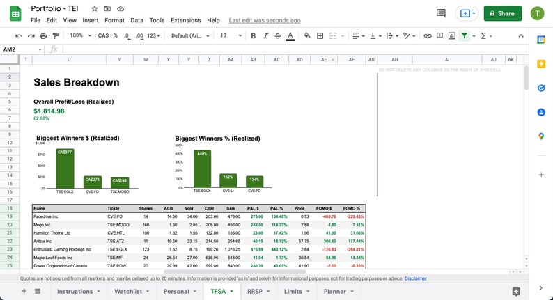 Stock Tracker | Portfolio + Watchlist + MORE | Google Sheets Template ...