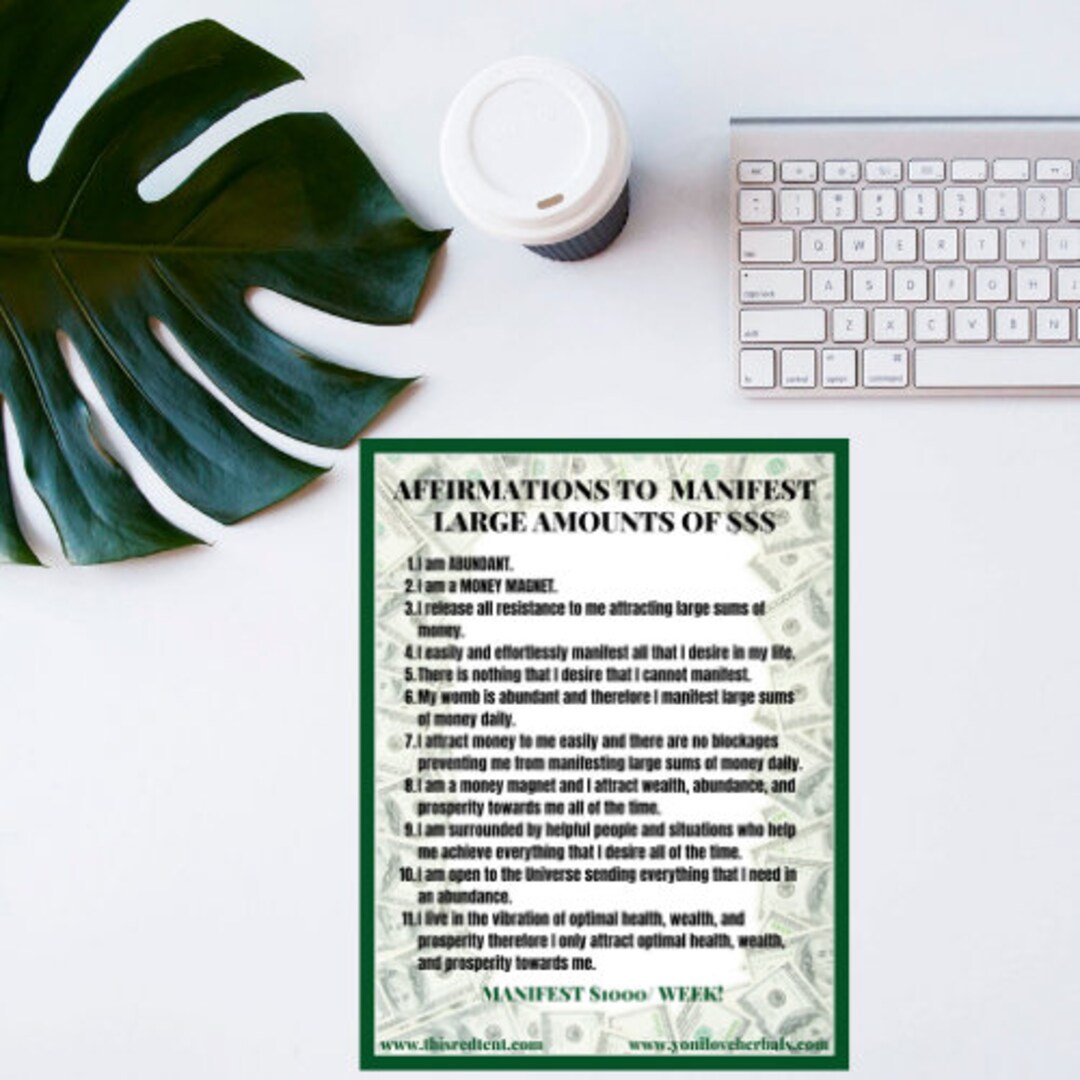 Yoni Steaming Affirmations Printout for MONEY MANIFESTATION - Etsy