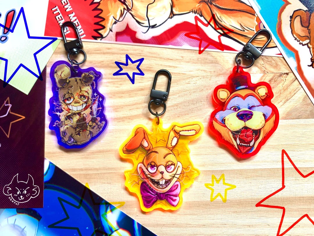 FNAF KEYCHAINS Five Nights at Freddy's - Security Breach - Glamrock ...