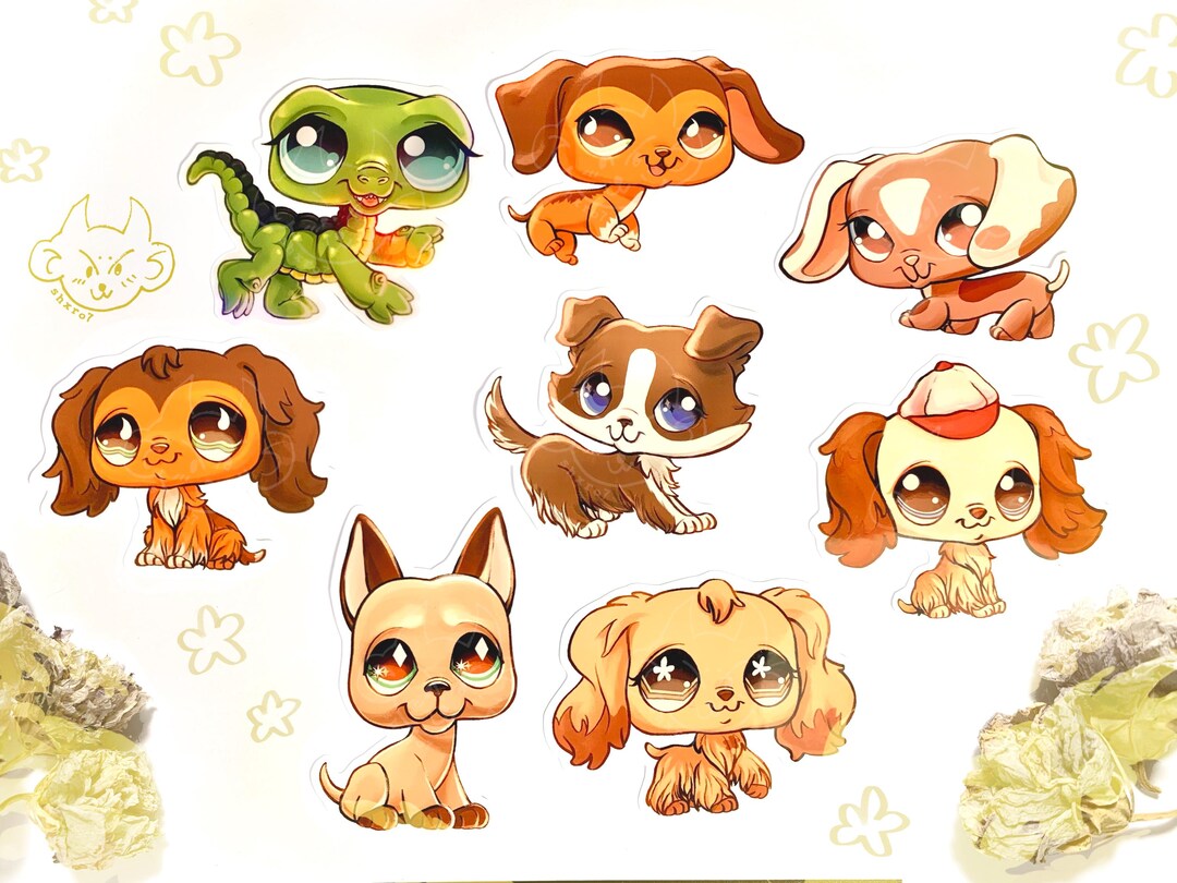 LPS STICKERS Cocker Spaniel Etc - Big 5 Lps #675 #716 #298 #1631 #636 ...
