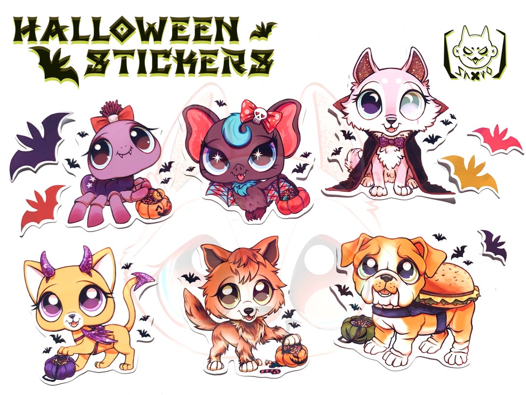 LPS HALLOWEEN STICKERS Handmade Vinyl Stickers Wolf Spider Shorthair ...