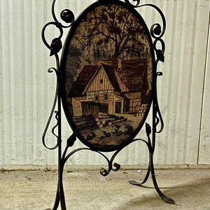 Art Nouveau Summer Fireplace Screen With Dutch Landscape Decor Home ...