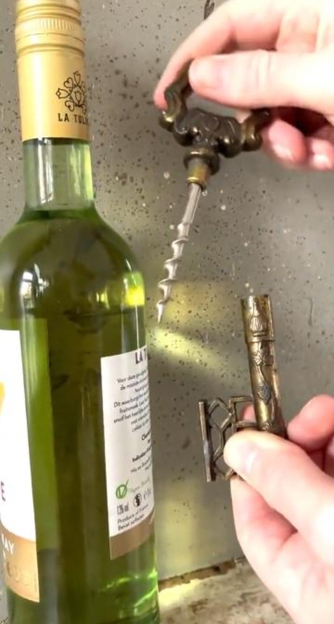 Antique Brass Corkscrew With Engraving 'in Vino Veritas' Decorative and ...