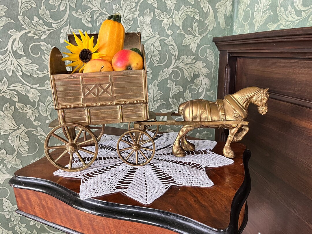 Copper Horse and Cart, Gypsy Cart, Horse and Caravan, Large and Heavy ...