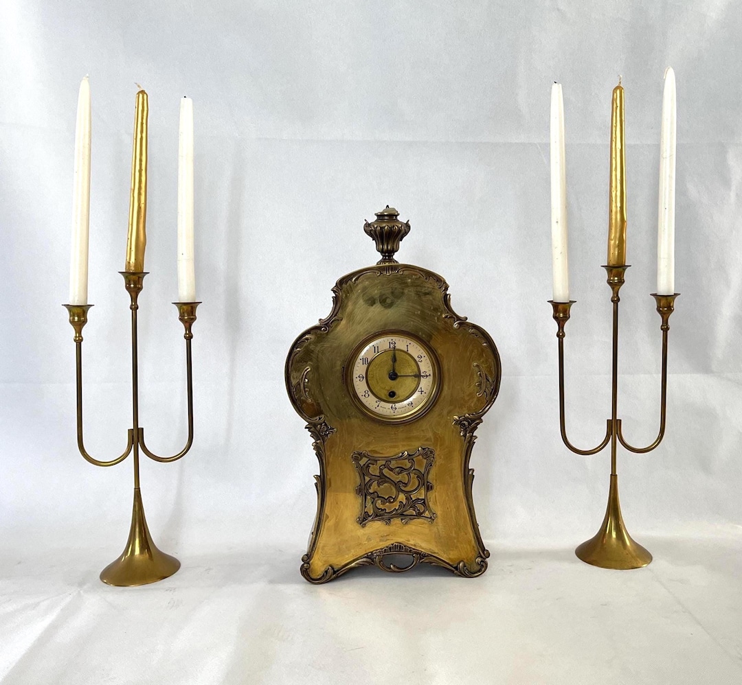 Antique Mantel Clock With Candle Holders – Mathias Bäuerle (MB) – Black ...
