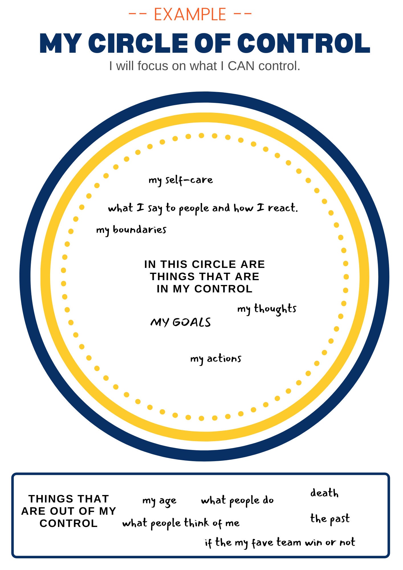 Circle of Control Mental Health Worksheet Instant Download - Etsy