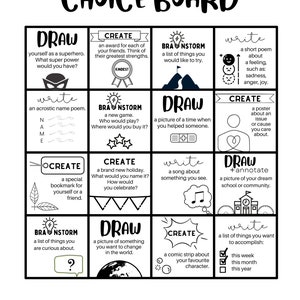 Mental Health Focused Choice Board for Youth & Students - Etsy