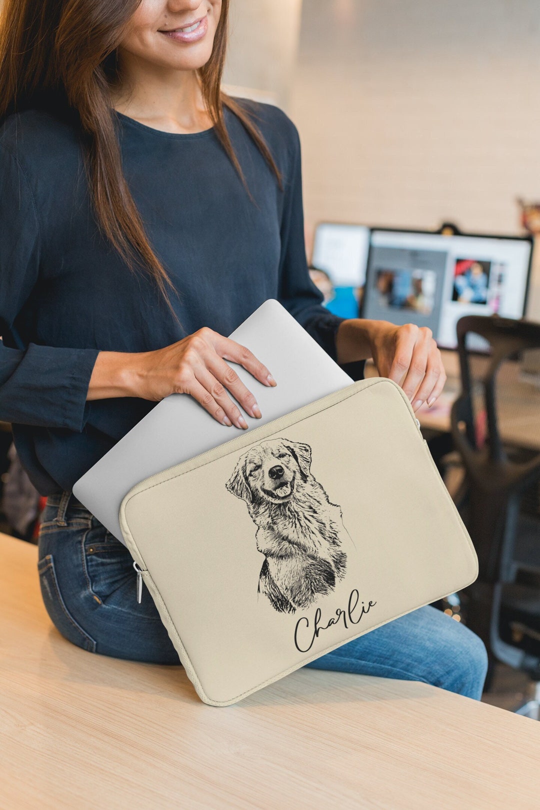 Custom Pet Laptop Sleeve Using Pet Photo, Custom Dog Laptop Sleeve ...