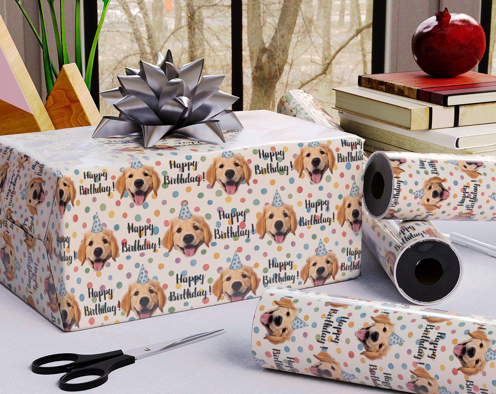 Custom Dog Birthday Wrapping Paper From Photo, Custom Cat Gift Wrap ...