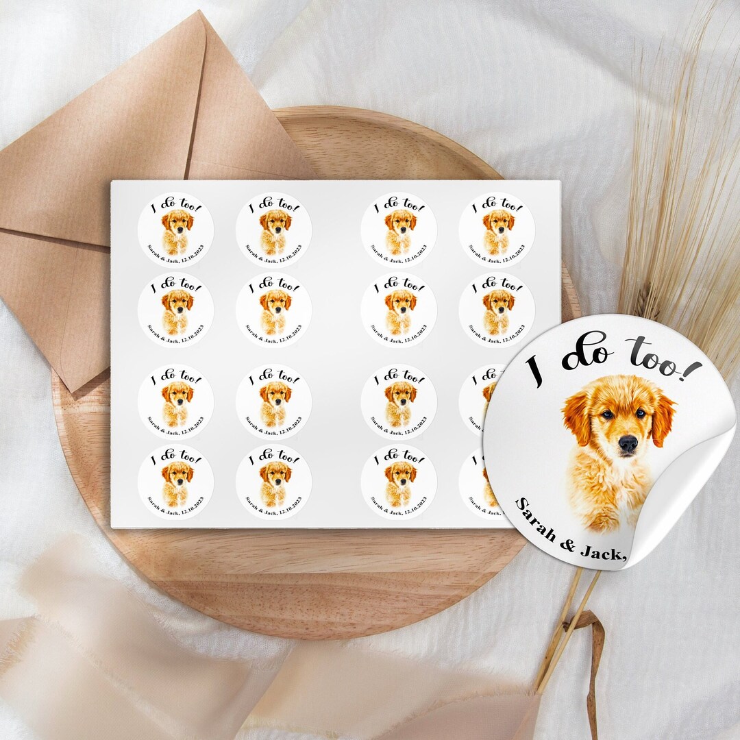 Dog Wedding Stickers, Custom Dog Sticker Sheets Pet Wedding Favor ...