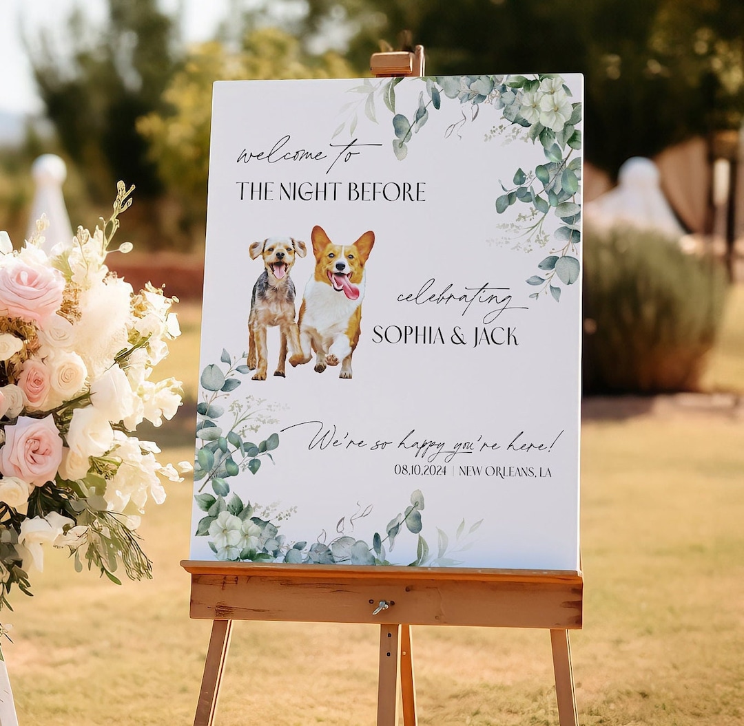 Custom Pet Rehearsal Dinner Sign, Personalized Dog Wedding Rehearsal ...