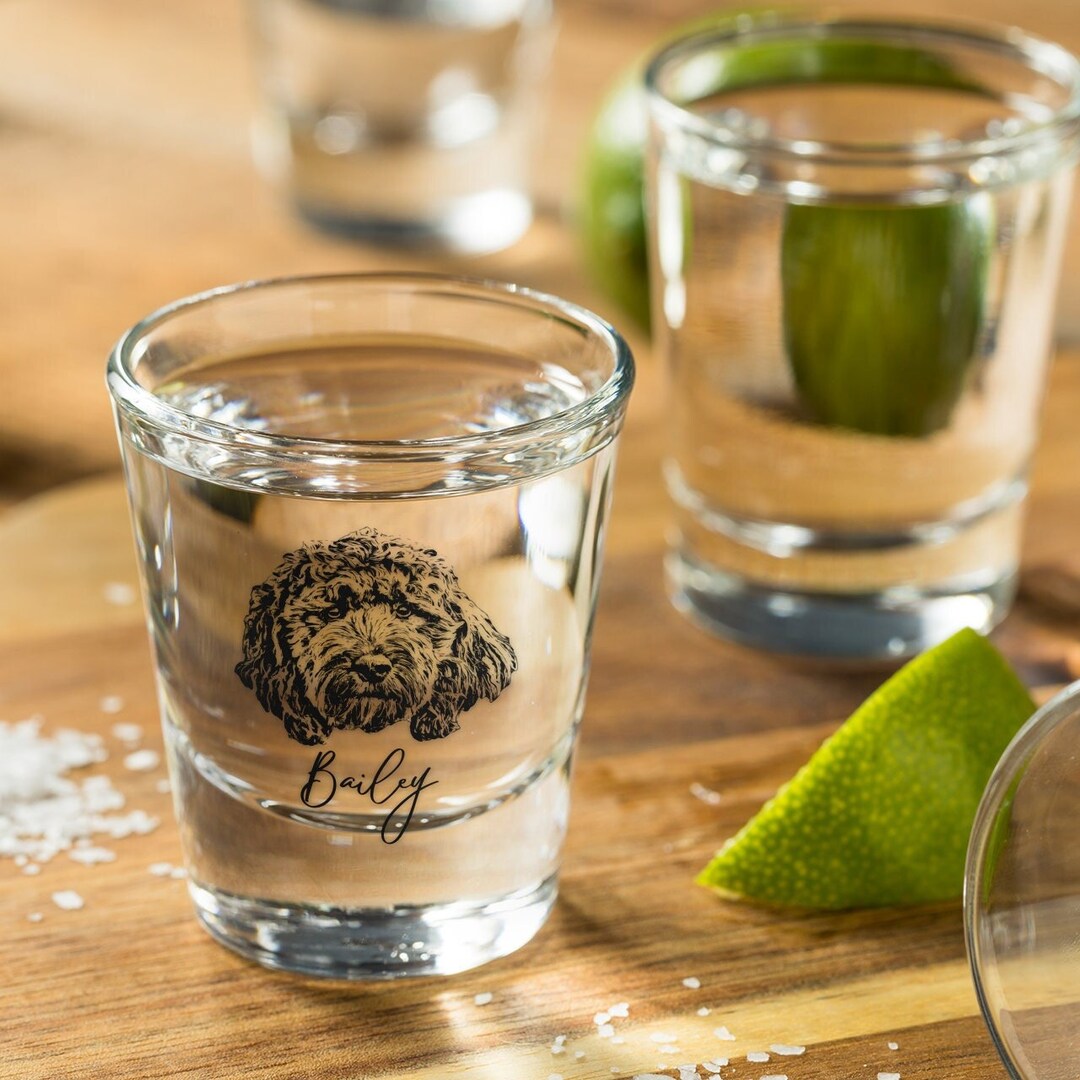 Custom Pet Shot Glass, 1.5oz, Personalized Dog Portrait Shot Glasses ...