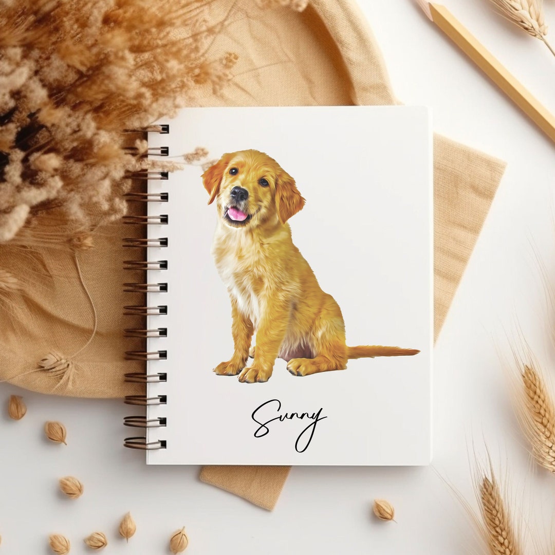 Custom Dog Journal, Personalised Dog Notebook, Pet Portrait Spiral ...