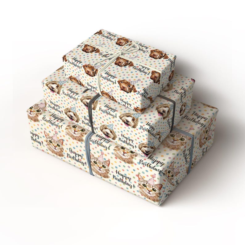 Custom Dog Birthday Wrapping Paper From Photo, Custom Cat Gift Wrap ...