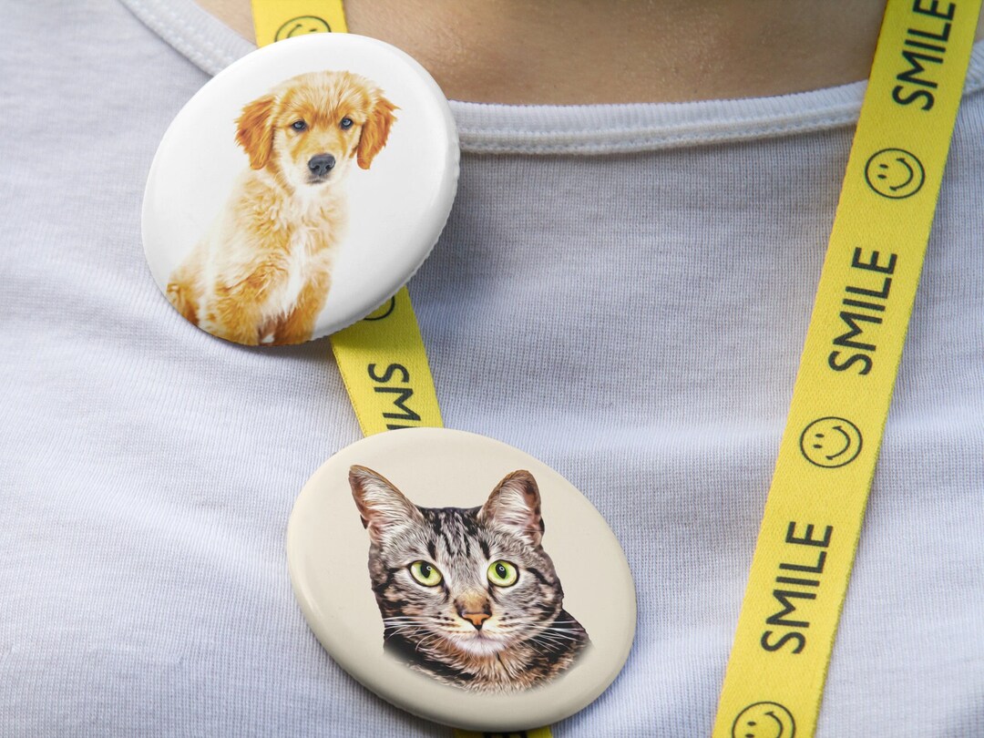 Custom Pet Enamel Pin From Your Photo and Name Customized Cat - Etsy