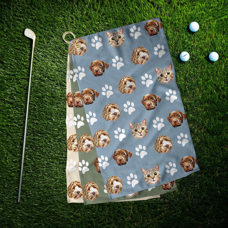 Custom Pet Golf Towel, Personalized Photo Golf Towel, Dog Face on Golf ...