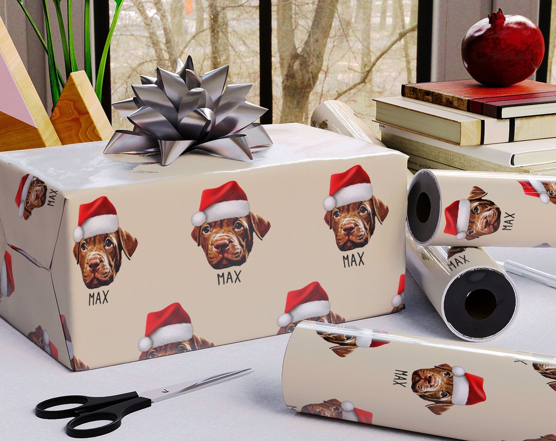 Custom Dog Christmas Wrapping Paper, Glossy Custom Gift Wrap ...