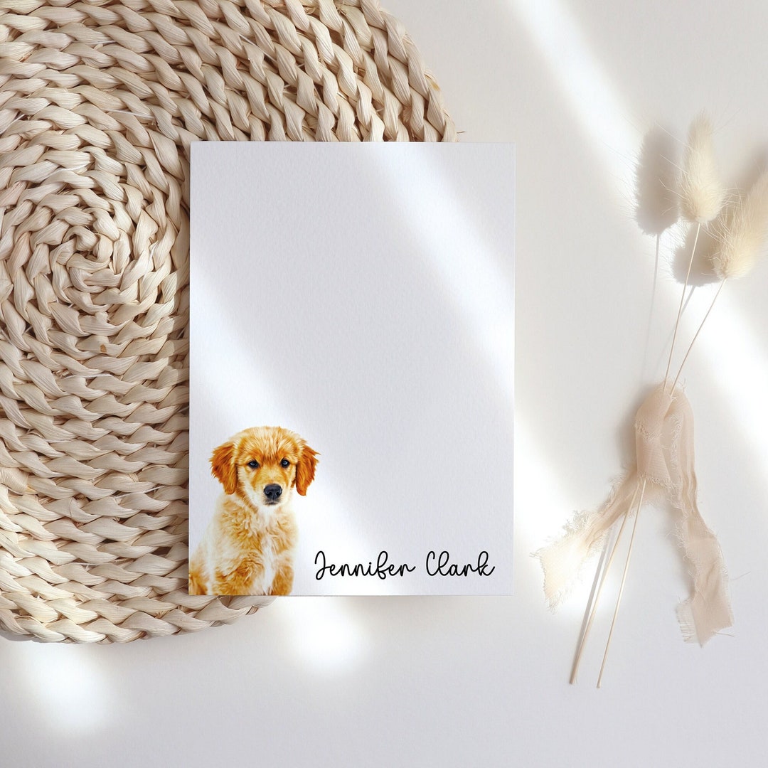 Personalized Dog Note Card Set With Envelopes, Flat Stationary, Custom ...