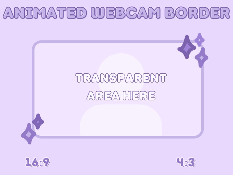 Lavender Sparkle Animated Webcam Borders 16x9 & 4x3 - Twitch, Youtube ...