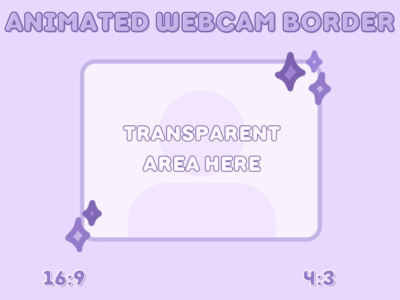 Lavender Sparkle Animated Webcam Borders 16x9 & 4x3 - Twitch, Youtube ...