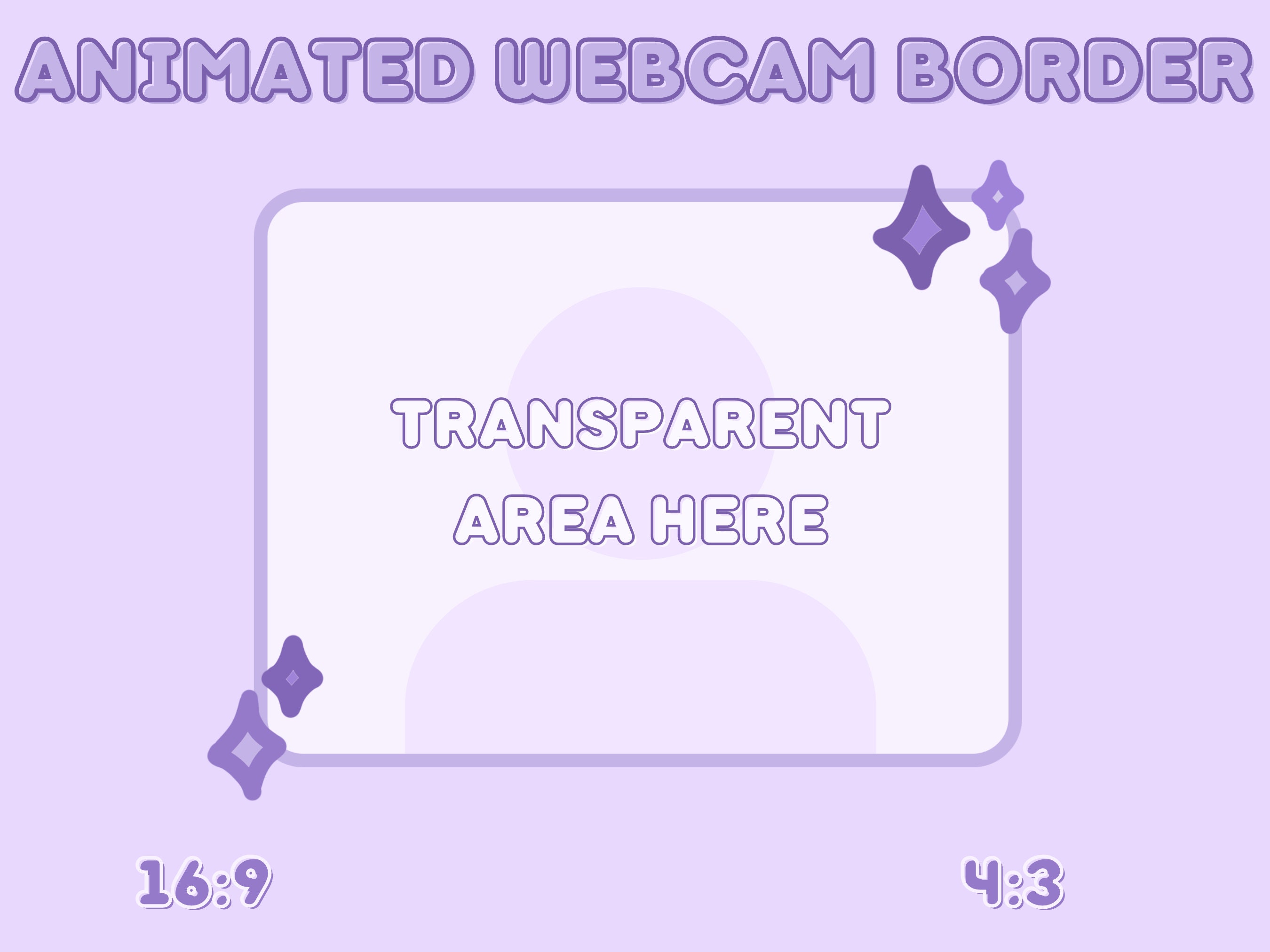Lavender Sparkle Animated Webcam Borders 16x9 & 4x3 - Twitch, Youtube ...
