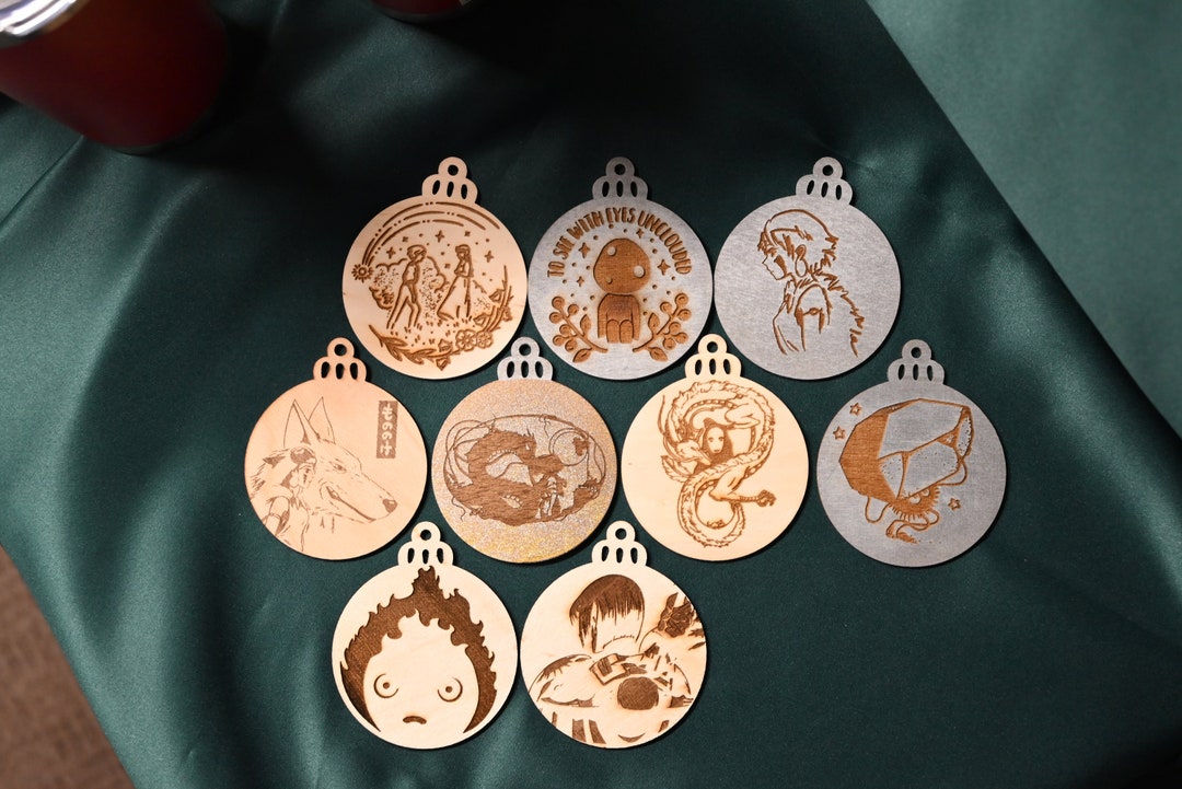 Laser Engraved Wood Ornaments Studio Ghibli and Anime - Etsy