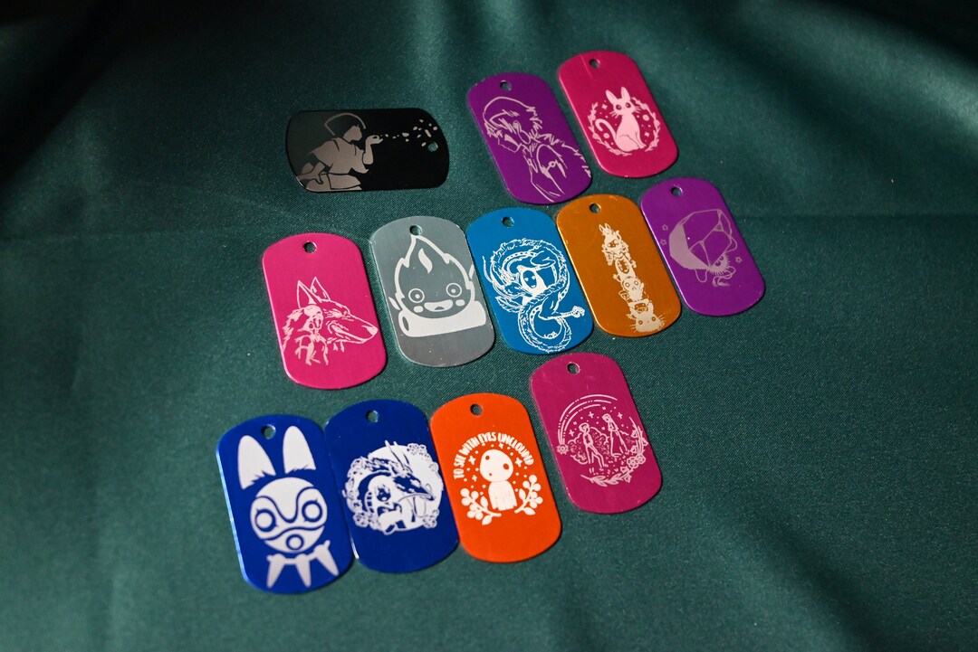 Aluminum Dog Tags Studio Ghibli Laser Engraved Multiple Characters and ...