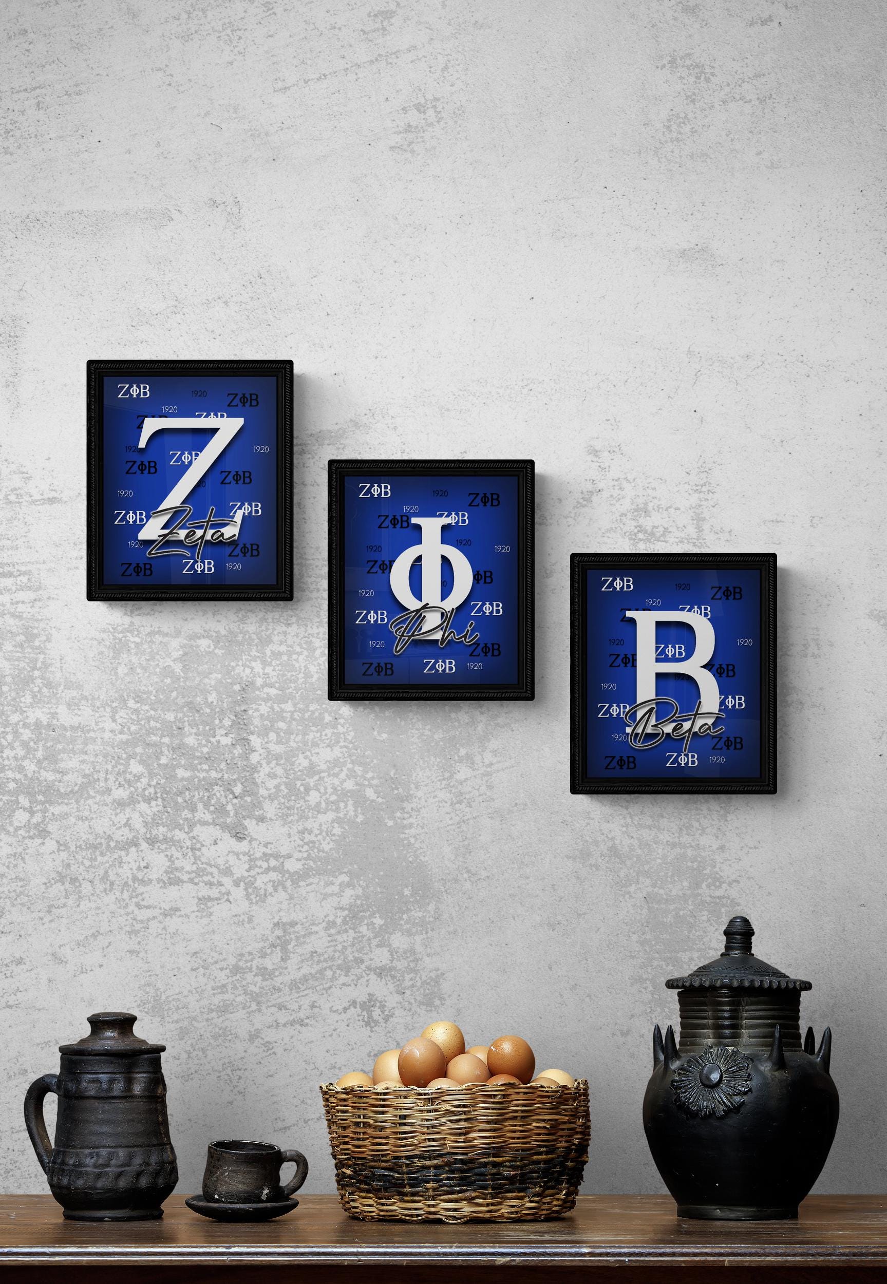 3 Piece 8x10 Zeta Phi Beta Symbols Blue and White Artwork, Printable ...