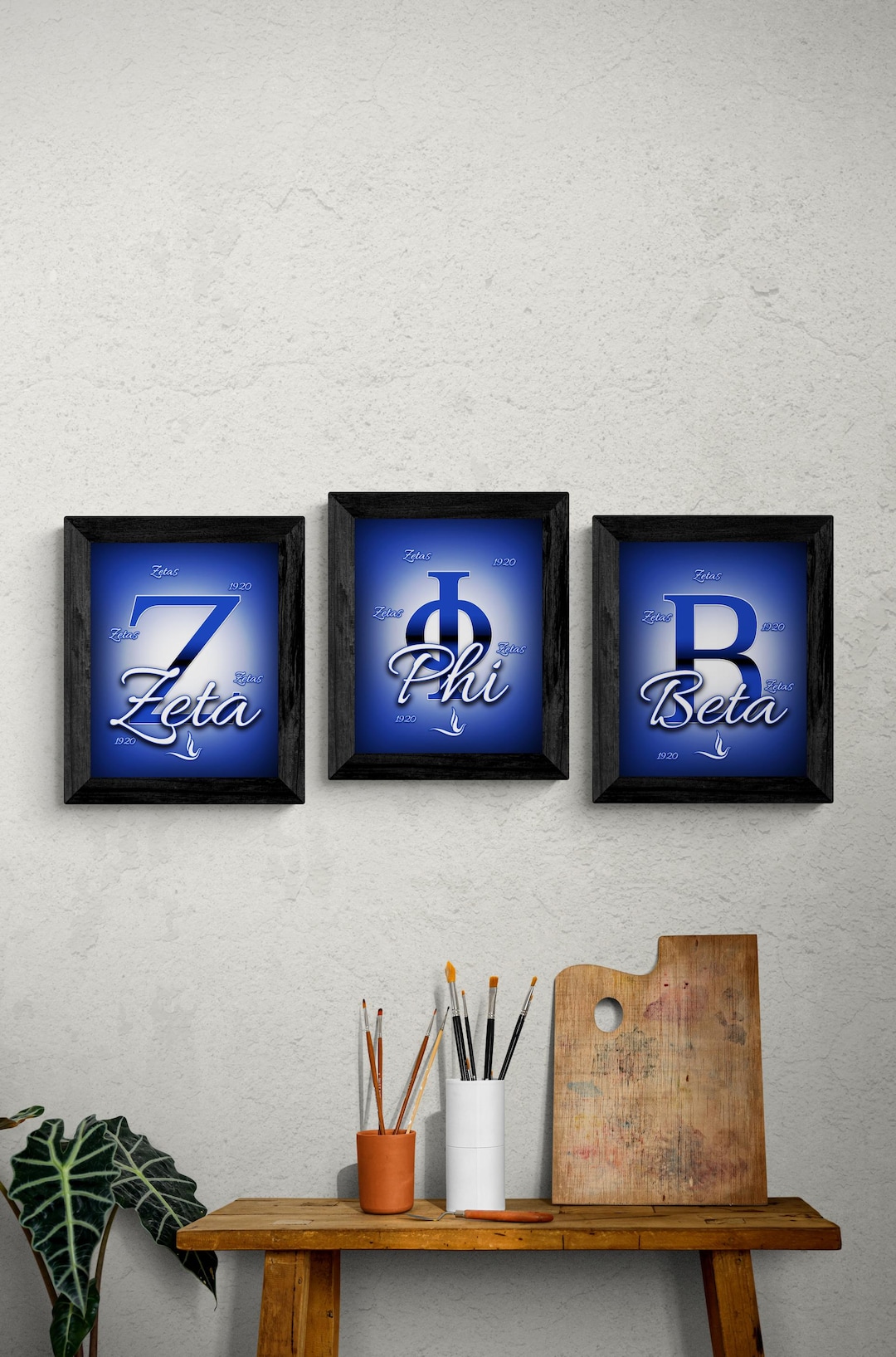 3 Piece 8x10 Zeta Phi Beta Symbols 2 Blue and White Artwork, Printable ...