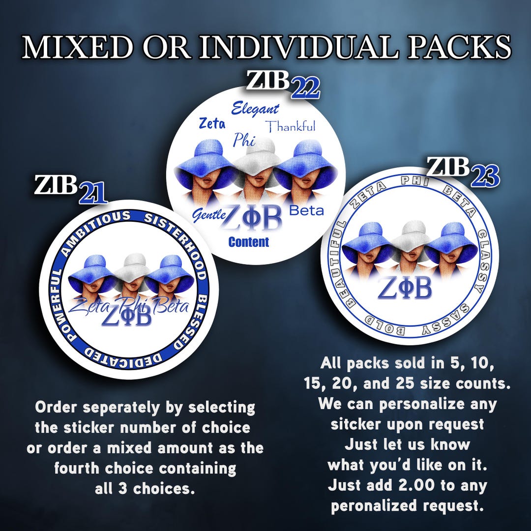 2.5 Inch Zeta Phi Beta Sticker Choices, Waterproof, Glossy, Sorority ...
