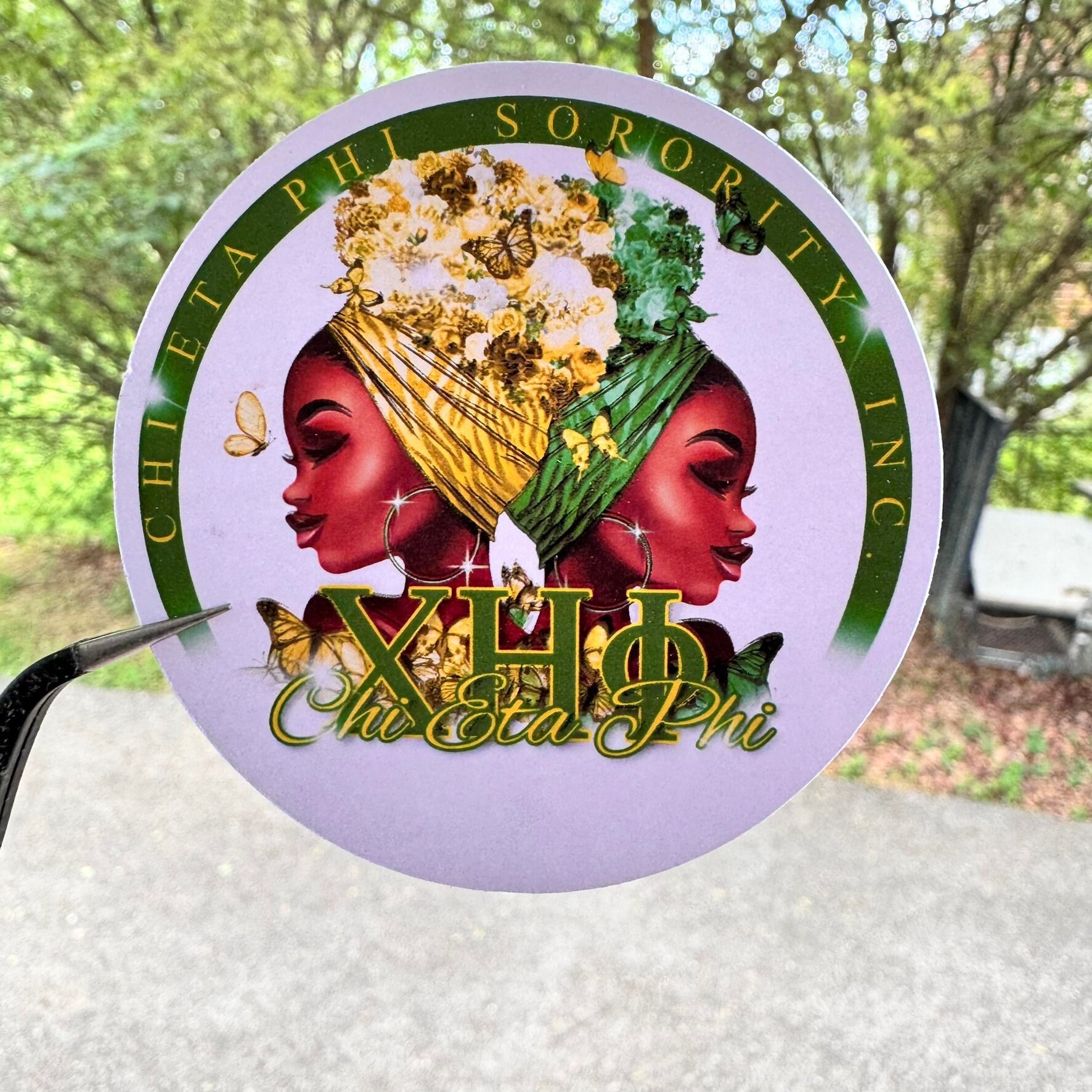 Chi Eta Phi Beautiful Butterflies Round Stickers, Waterproof, Glossy ...