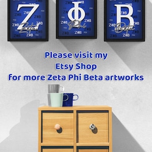 3 Piece 8x10 Zeta Phi Beta Symbols Blue and White Artwork, Printable ...
