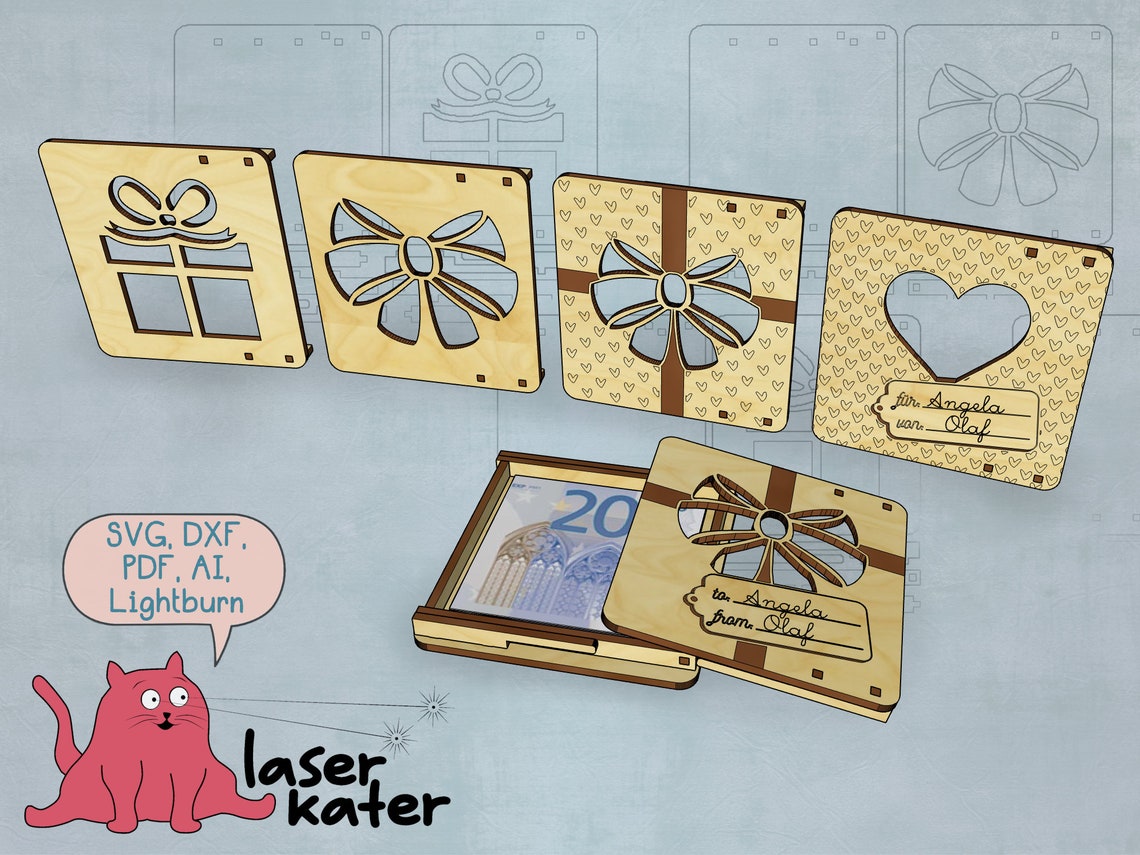 Box für Geldgeschenk Laser Cut Datei SVG DXF Geburtstag Hochzeit Geschenk - Etsy.de