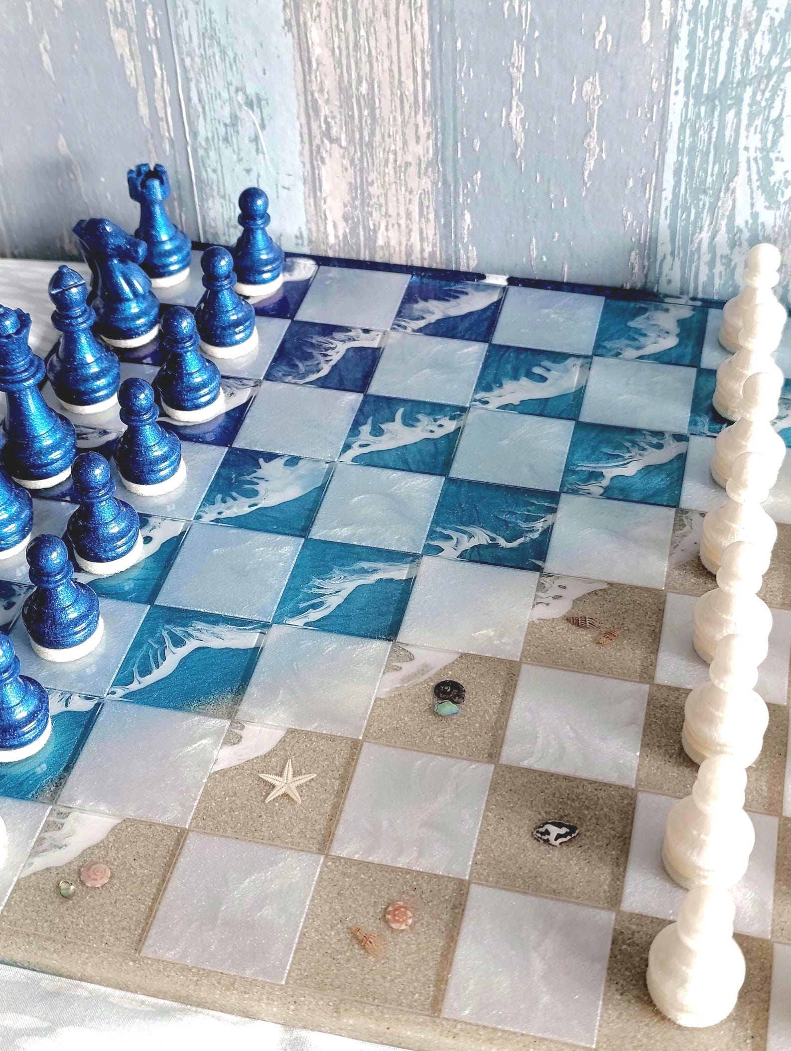 Resin Ocean Beach Chess Set, Unique! - Etsy