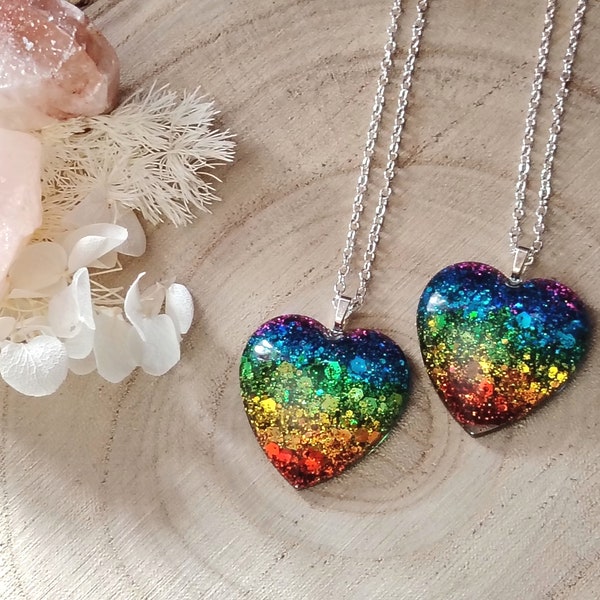 Resin Heart Necklace - Etsy UK